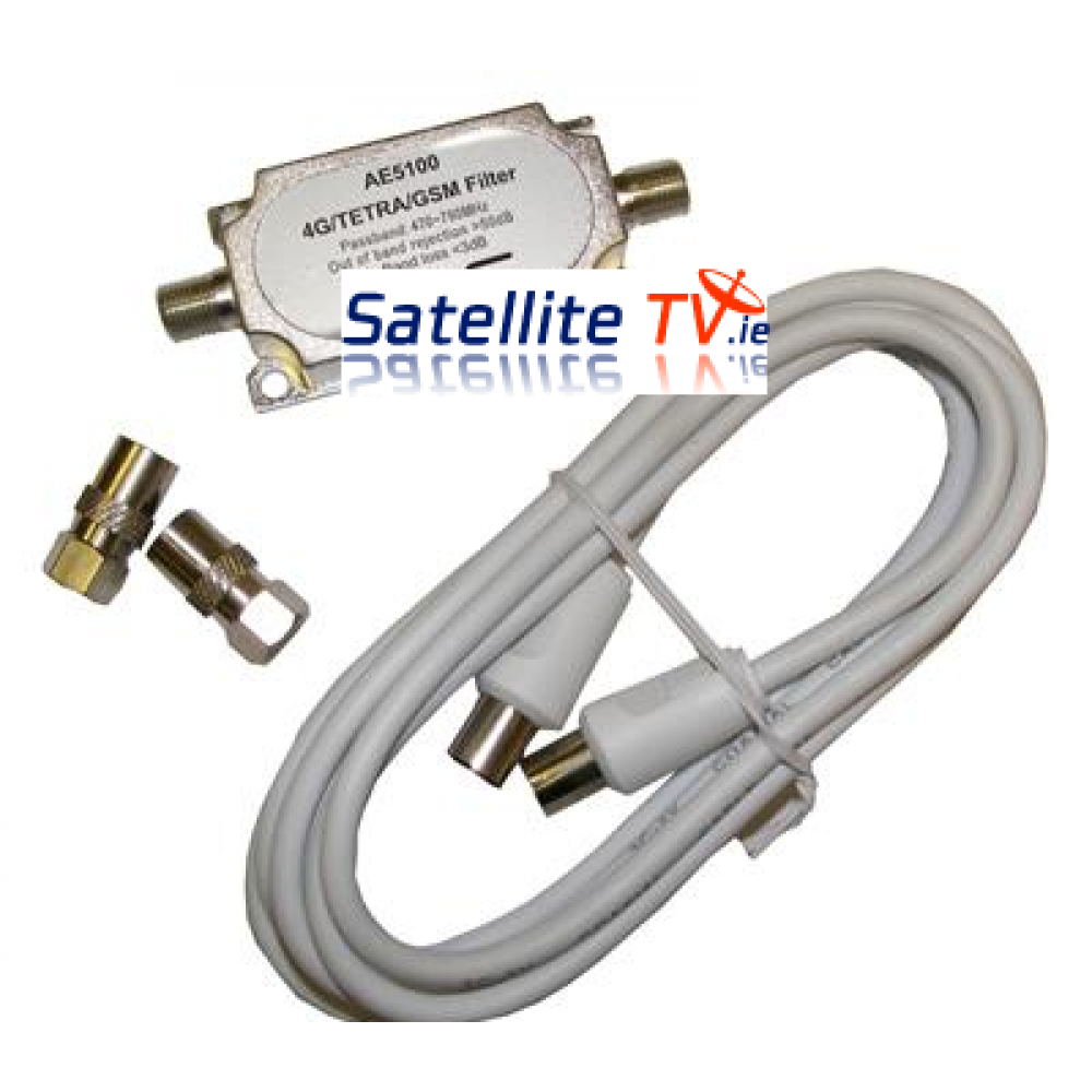 4G LTE in-line compact TV Aerial filter Kit - Satellite TV Ireland